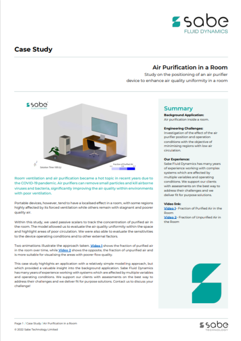 Air Purification in a Room - Sabe Fluid Dynamics